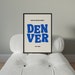 Denver Typography Art Print | Colorado Blue Wall Art | Denver Apartment ...