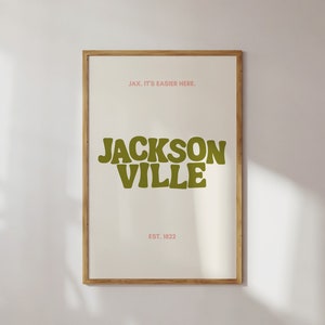 Jacksonville Typography Art Print | Jacksonville Florida Wall Art Green ...