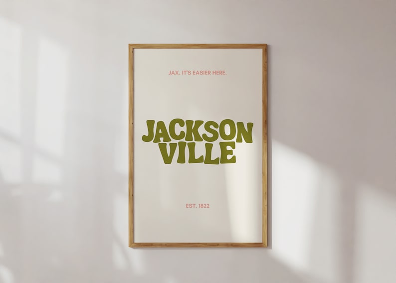 Jacksonville Typography Art Print | Florida Wall Decor (digital ...