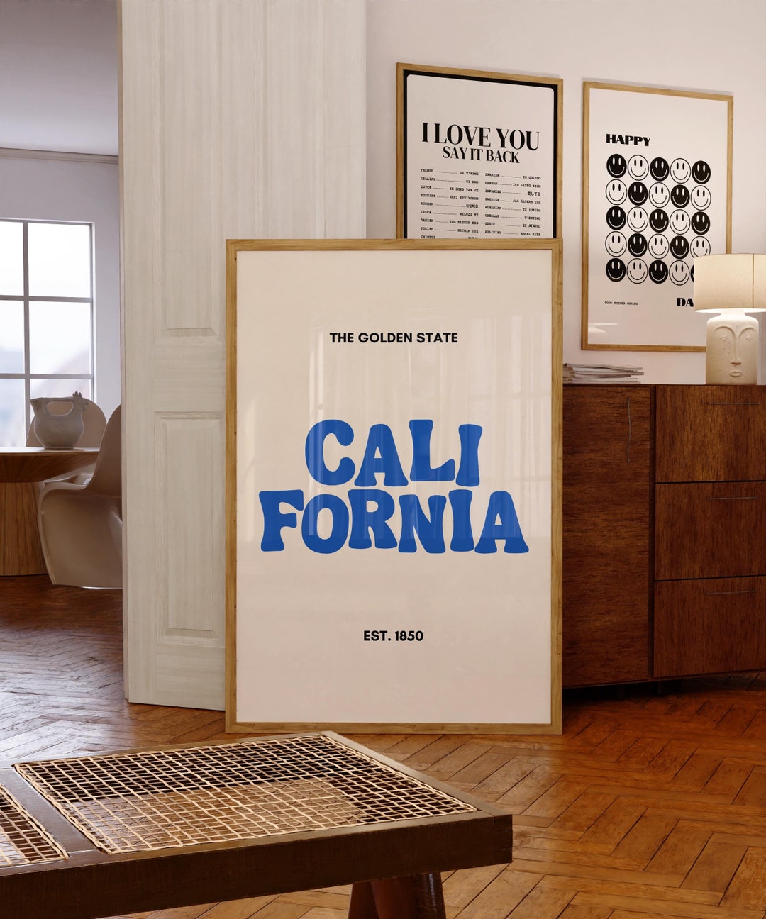 California Typography Art Print | the Golden State Blue Wall Art ...