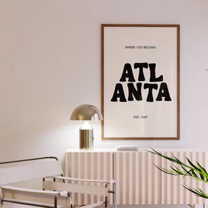 Atlanta Typography Art Print | ATL Georgia Black Wall Art | Apartment ...