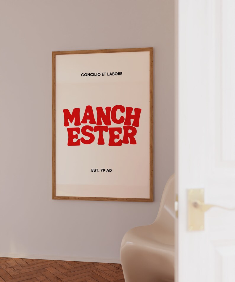 Manchester Typography Art Print | Manchester Red Printable Poster ...