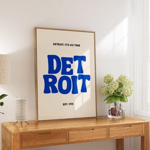 Detroit Typography Art Print | Michigan Detroit Blue Wall Art | Detroit ...