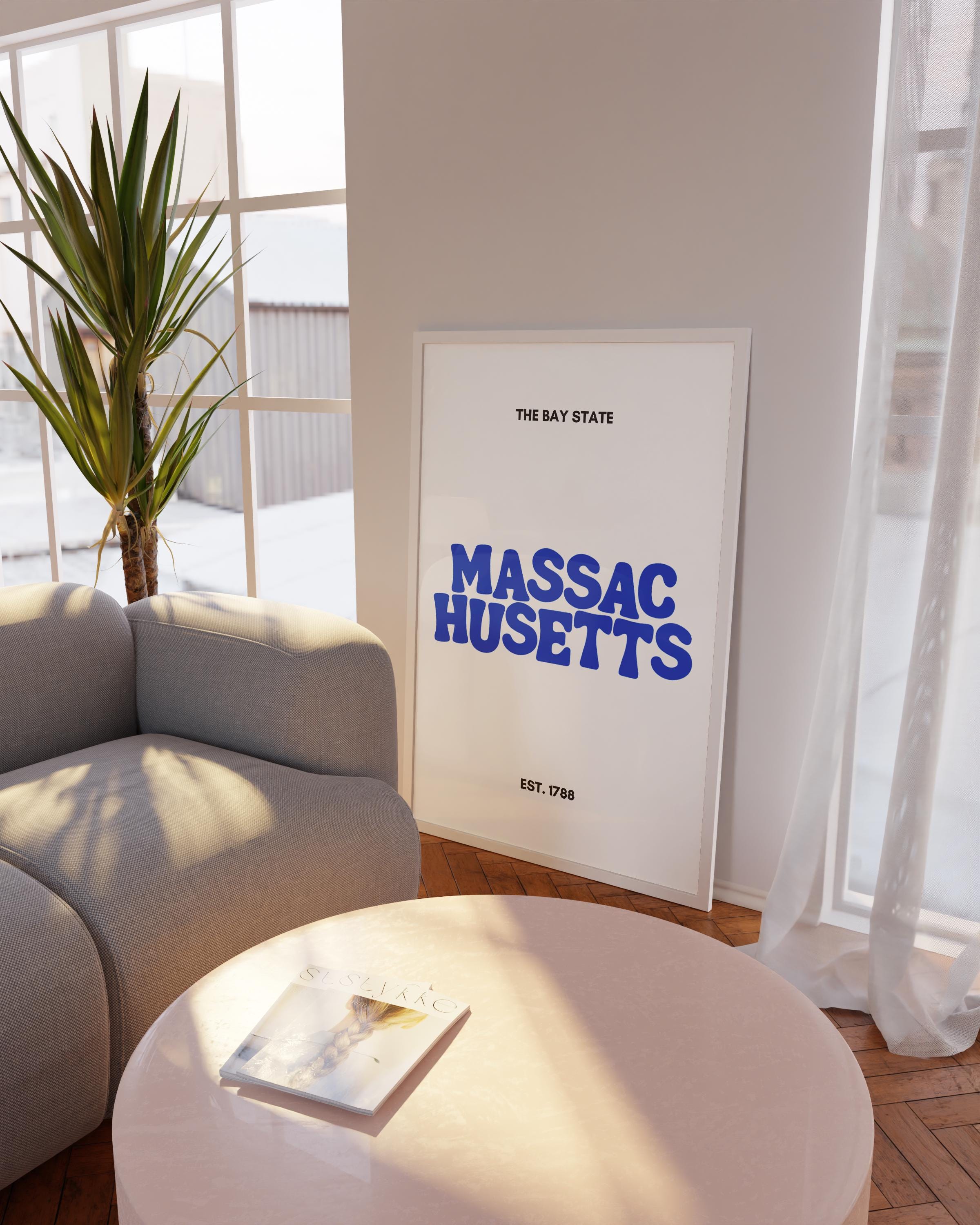 Massachusetts Typography Art Print | Boston Wall Art | the Bay State ...