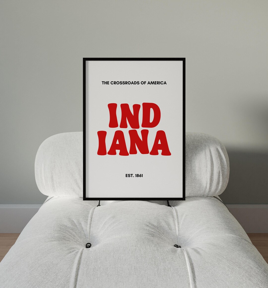 Indiana Typography Art Print | the Crossroads of America | Digital ...