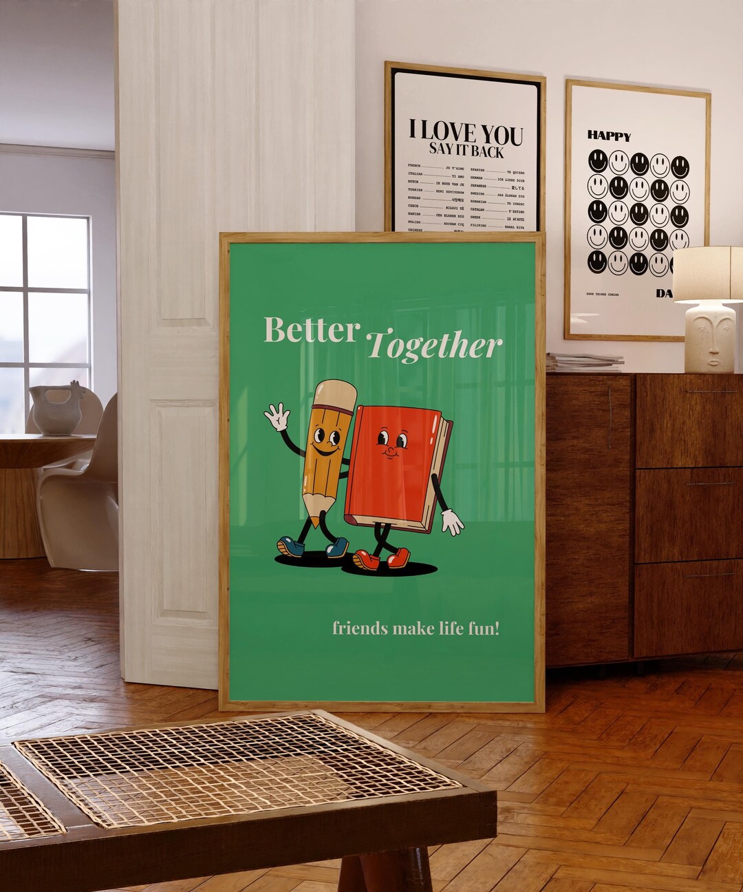 Better Together Friends Poster | Retro Classroom Wall Art | Positive ...