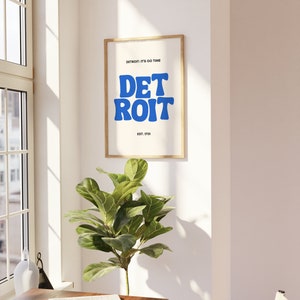 Detroit Typography Art Print | Michigan Detroit Blue Wall Art | Detroit ...