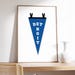 Vintage Detroit Pennant Print | Blue Michigan Wall Art (digital ...