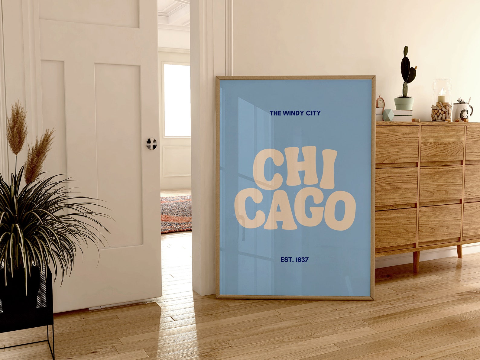 Chicago Typography Art Print | Chi-town Blue Wall Art | Chicago ...