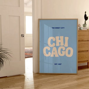 Chicago Typography Art Print | Chi-town Blue Wall Art | Chicago ...