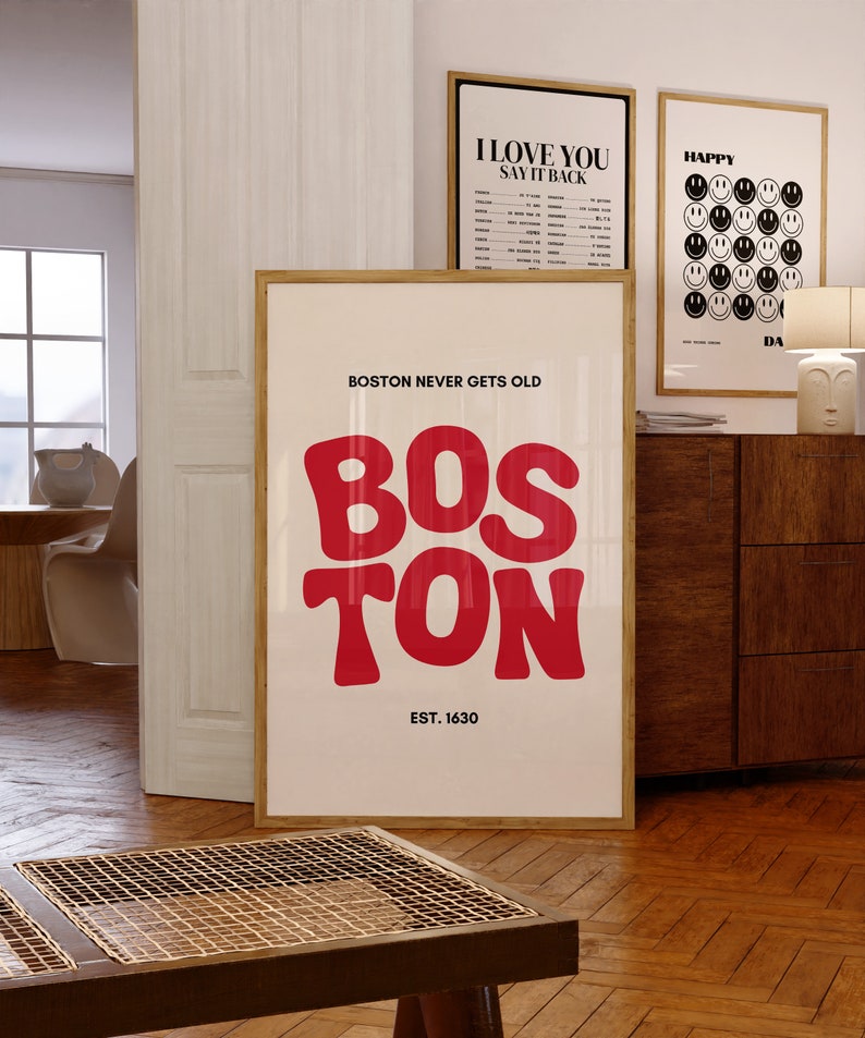 Boston Typography Art Print | "never Gets Old" (digital Download) - Etsy