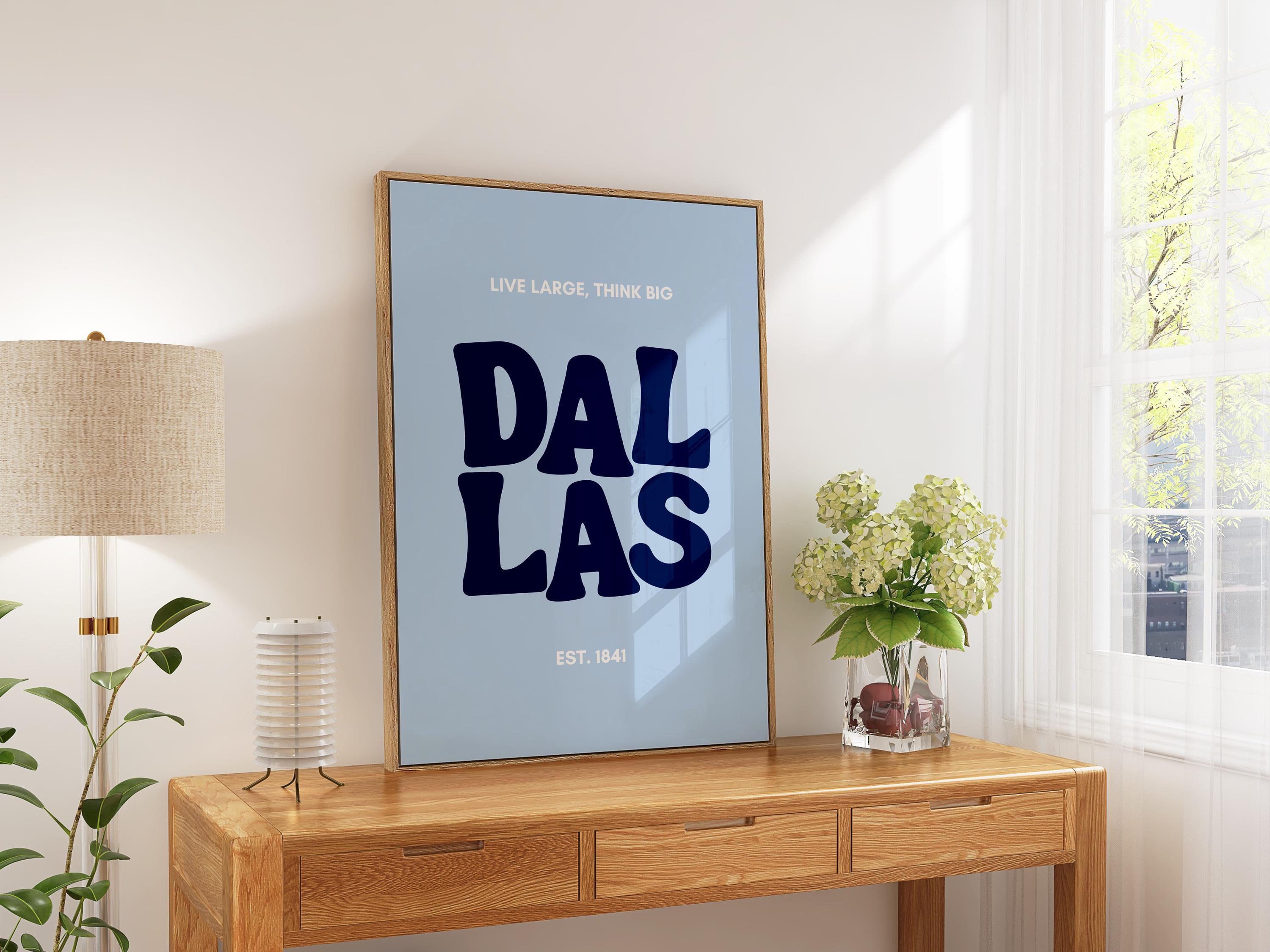 Dallas Typography Art Print | Dallas Texas Wall Art Blue | Texas City ...