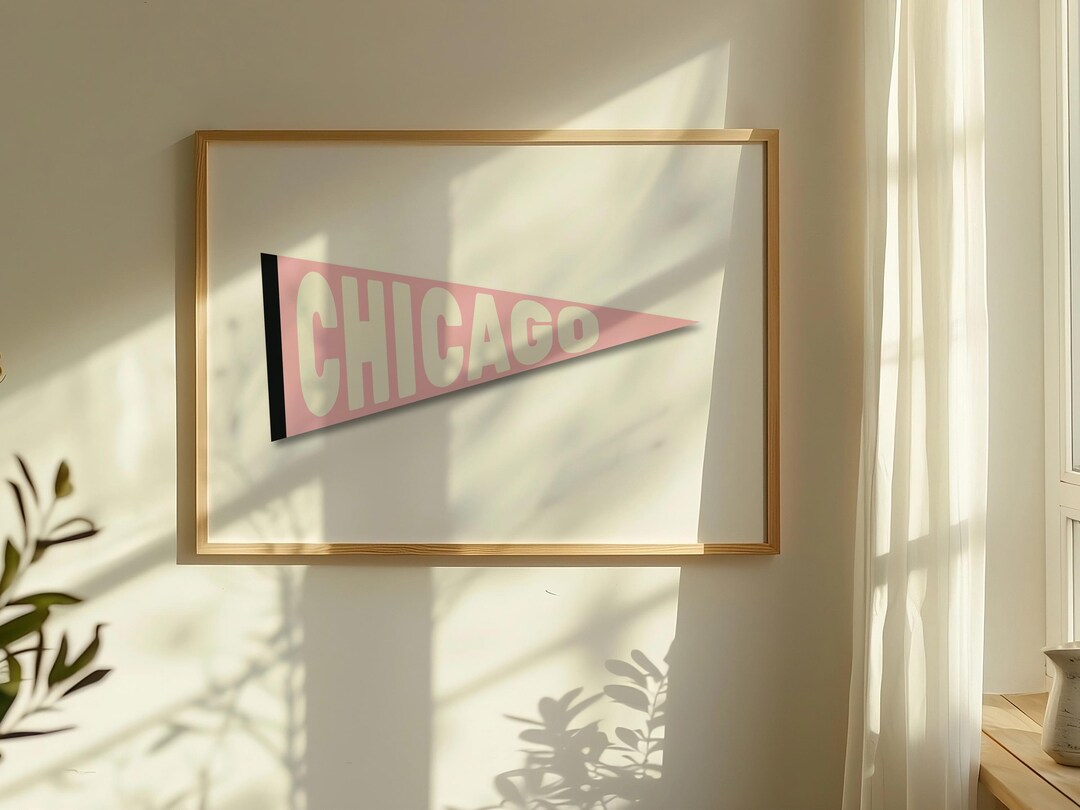 Vintage Chicago Pennant Print | Pink Wall Art (digital Download) - Etsy