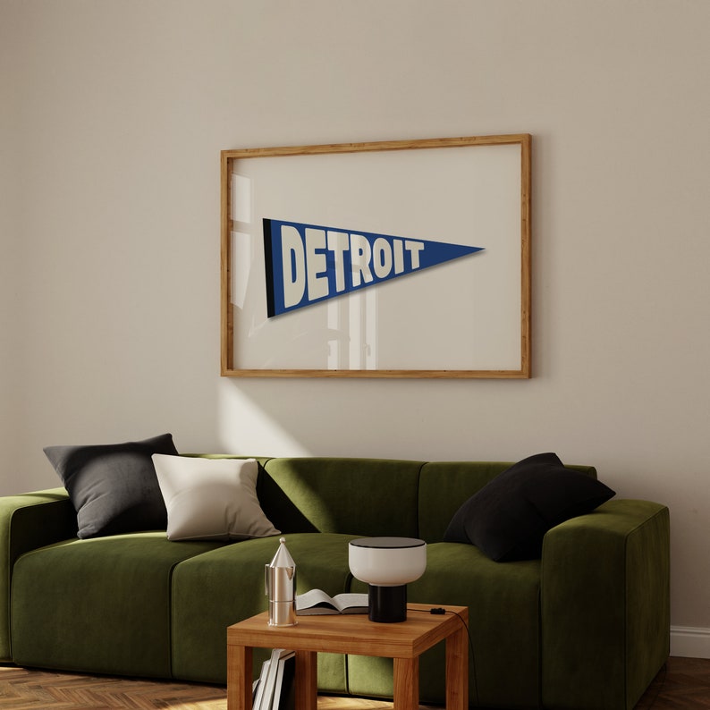 Vintage Detroit Pennant Art Print | Michigan Flag (digital Download) - Etsy
