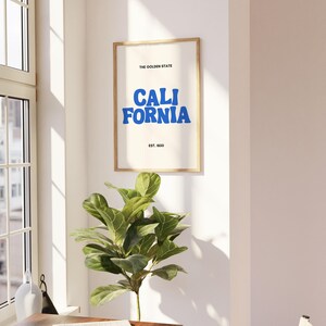 California Typography Art Print | the Golden State Blue Wall Art ...