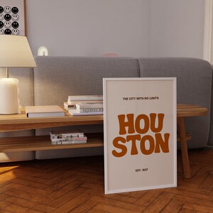 Houston Typography Art Print | Houston Texas Orange Wall Poster ...
