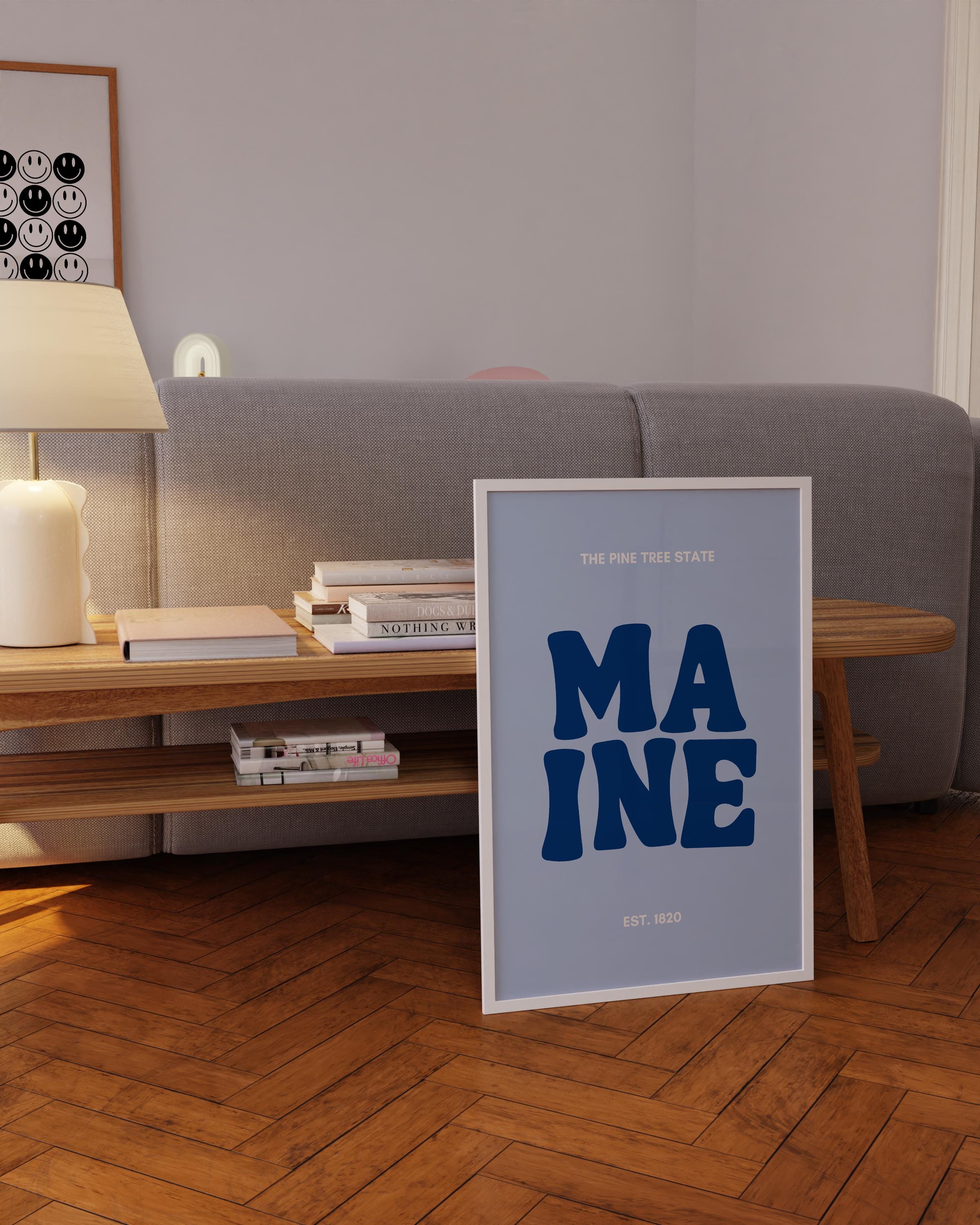 Maine Art Poster | the Pine Tree State Print | East Coast Art| Digital ...