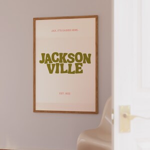 Jacksonville Typography Art Print | Jacksonville Florida Wall Art Green ...