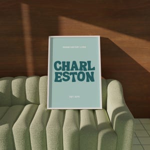 Charleston Typography Art Print | Teal South Carolina Wall Decor ...