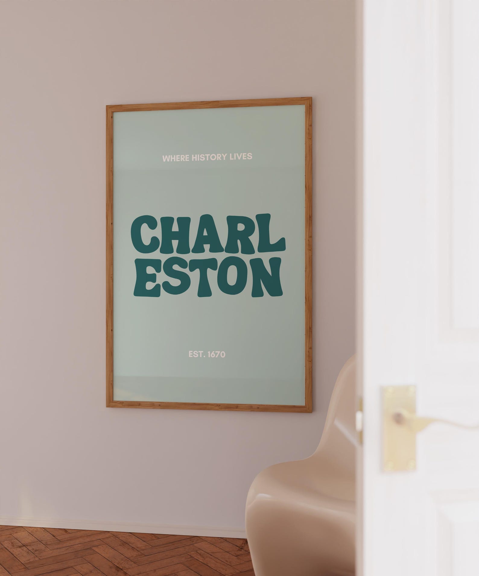 Charleston Typography Art Print | Teal South Carolina Wall Decor ...