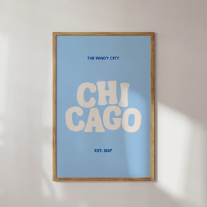 Chicago Typography Art Print | Chi-town Blue Wall Art | Chicago ...