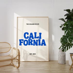 California Typography Art Print | the Golden State Blue Wall Art ...