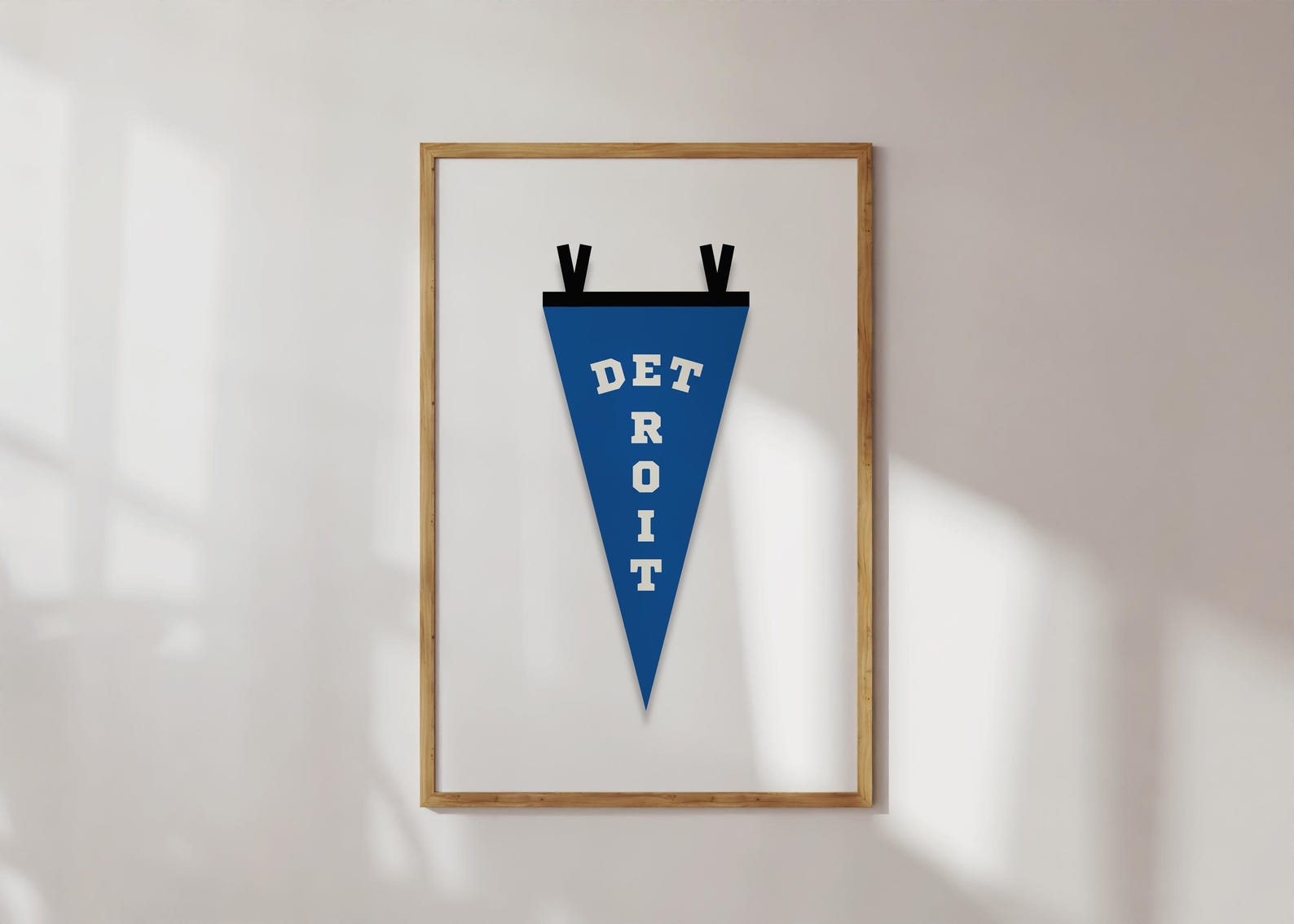 Vintage Detroit Pennant Print | Blue Michigan Wall Art (digital ...