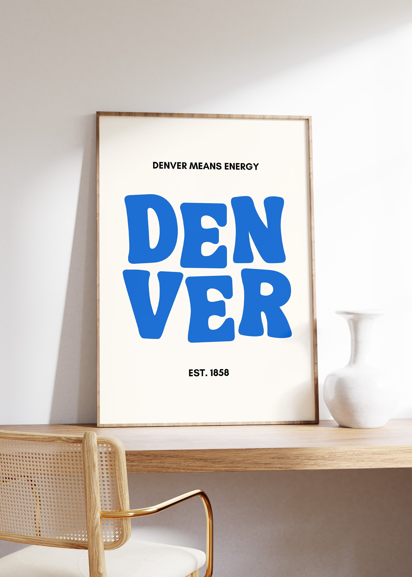 Denver Typography Art Print | Blue Colorado Wall Decor (digital ...