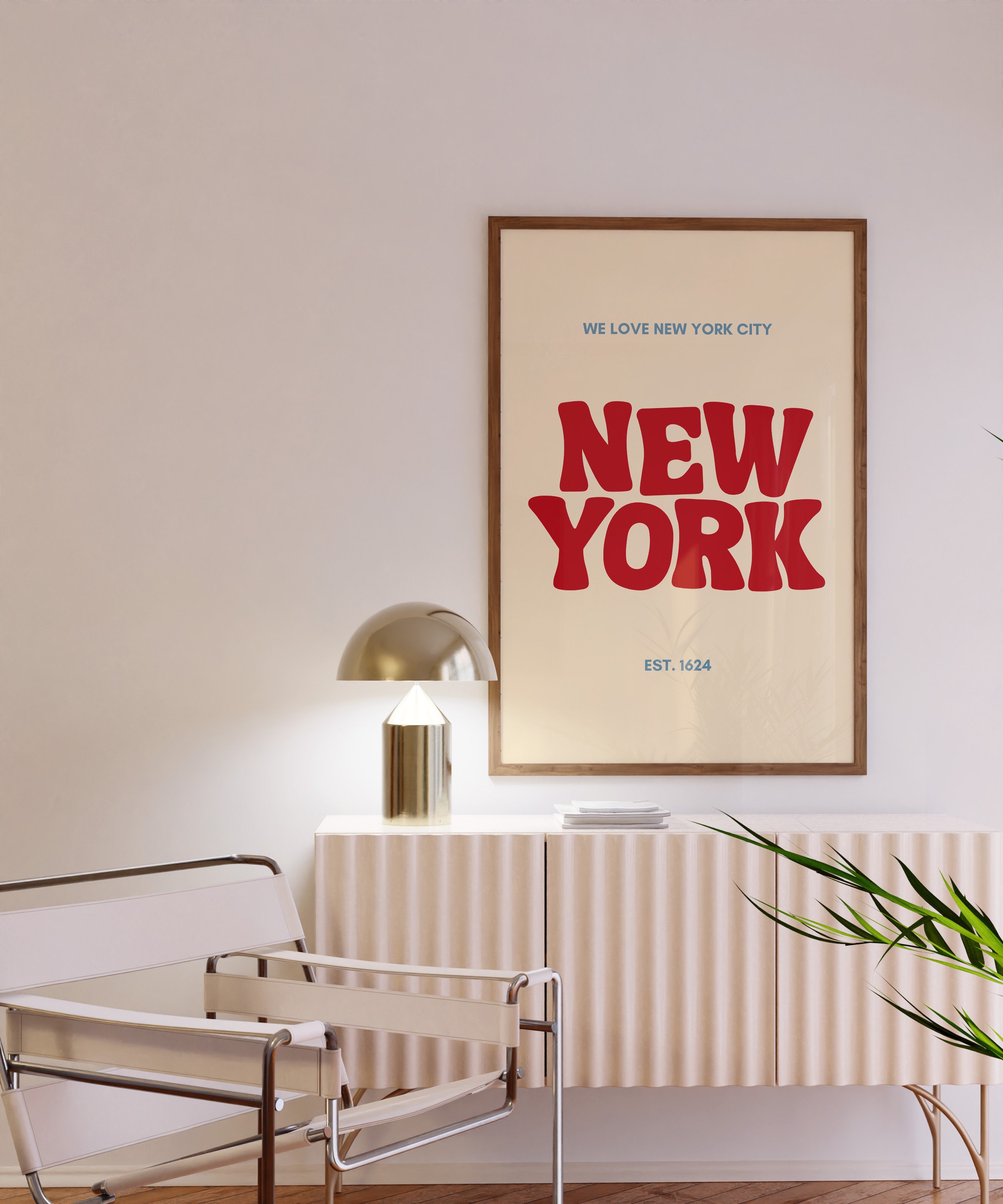 New York Typography Art Print | Red NYC Wall Decor (digital Download ...