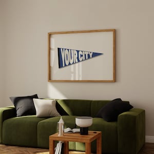Custom City Pennant Print | Personalized Vintage Flag Art | Apartment ...
