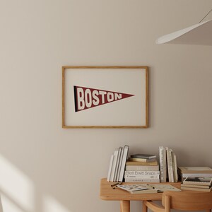 Vintage Boston Pennant Print | Boston Flag Red Wall Art | Massachusetts ...