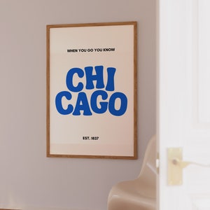 Chicago Typography Art Print | Chi-town Blue Wall Art | Chicago ...