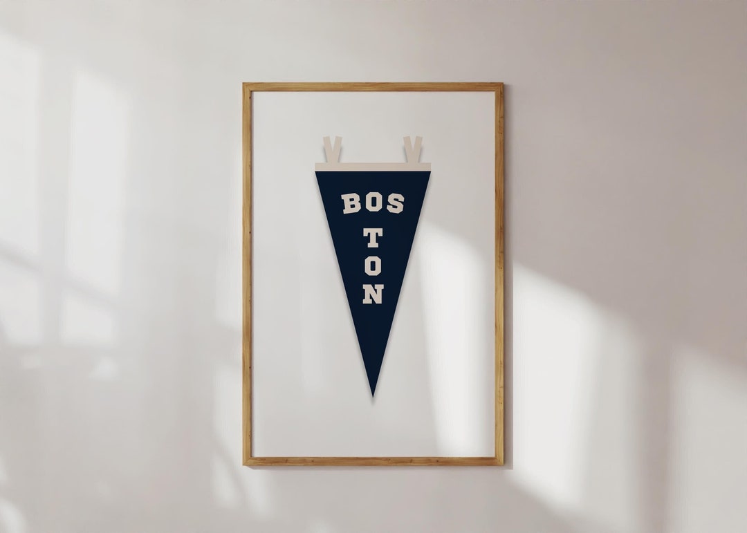 Vintage Boston Pennant Print | Boston Flag Wall Art | Massachusetts ...