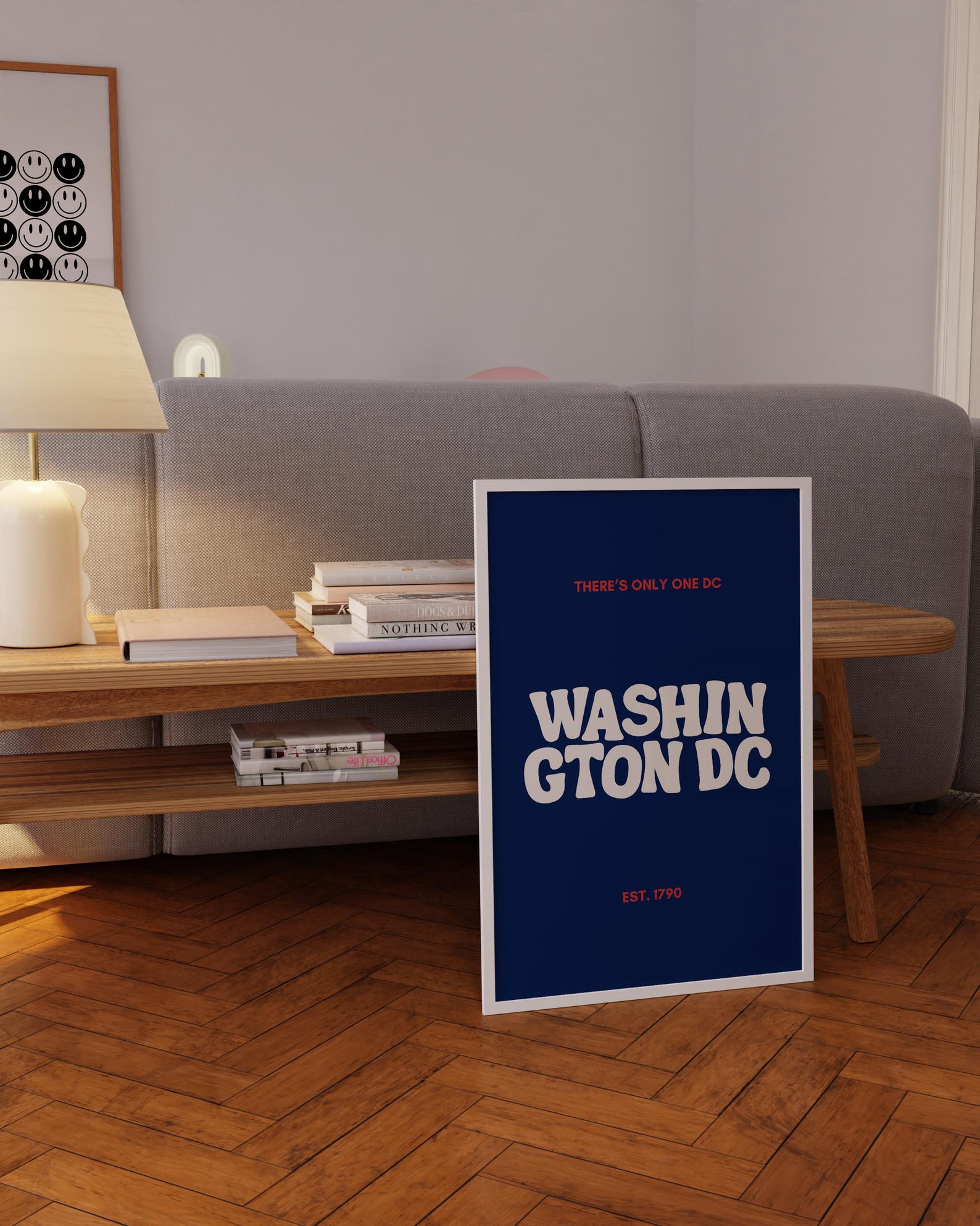 Washington DC Typography Print | Blue Wall Art | Digital Download - Etsy