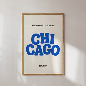 Chicago Typography Art Print | Chi-town Blue Wall Art | Chicago ...