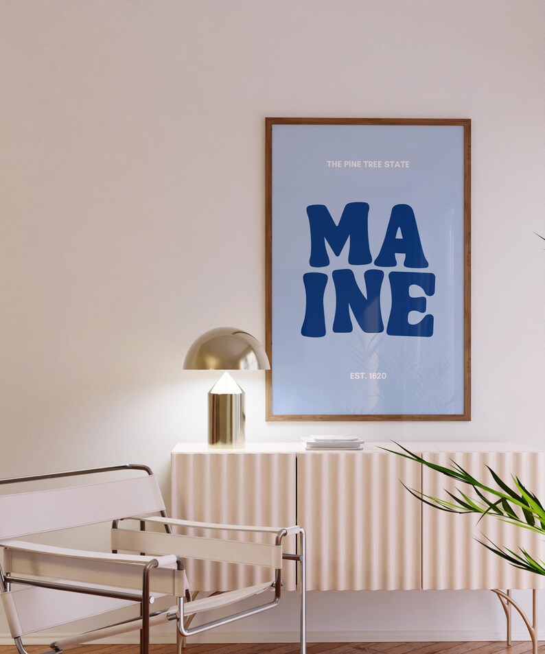 Maine Art Poster | the Pine Tree State Print | East Coast Art| Digital ...
