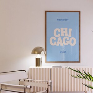 Chicago Typography Art Print | Chi-town Blue Wall Art | Chicago ...