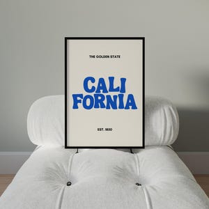 California Typography Art Print | the Golden State Blue Wall Art ...