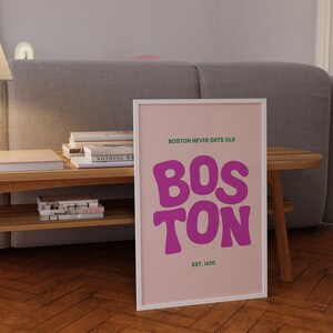Boston Typography Art Print | Boston Wall Art Purple | Massachusetts ...