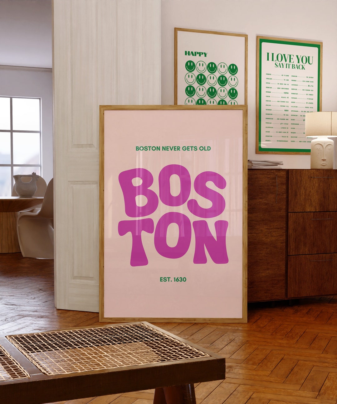 Boston Typography Art Print | Boston Wall Art Purple | Massachusetts ...