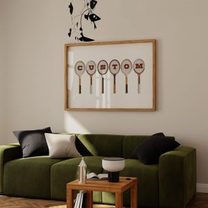 Vintage Custom Racquet Print | Tennis Wall Art | Personalized Retro Art ...