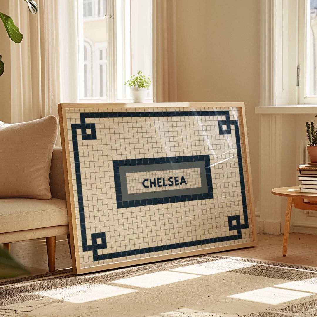 Vintage New York Subway Tile Print | NYC Chelsea Retro Wall Art ...