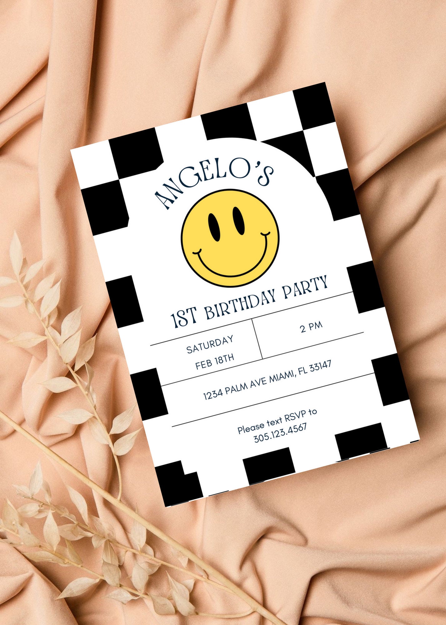 Digital SMILE BIRTHDAY INVITATION | Birthday Party | Digital Invitation ...