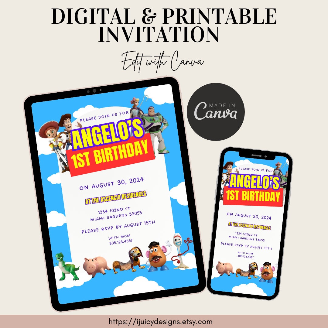 TOY STORY INVITATION Digital Invitation Toy Story Theme Toy Story ...