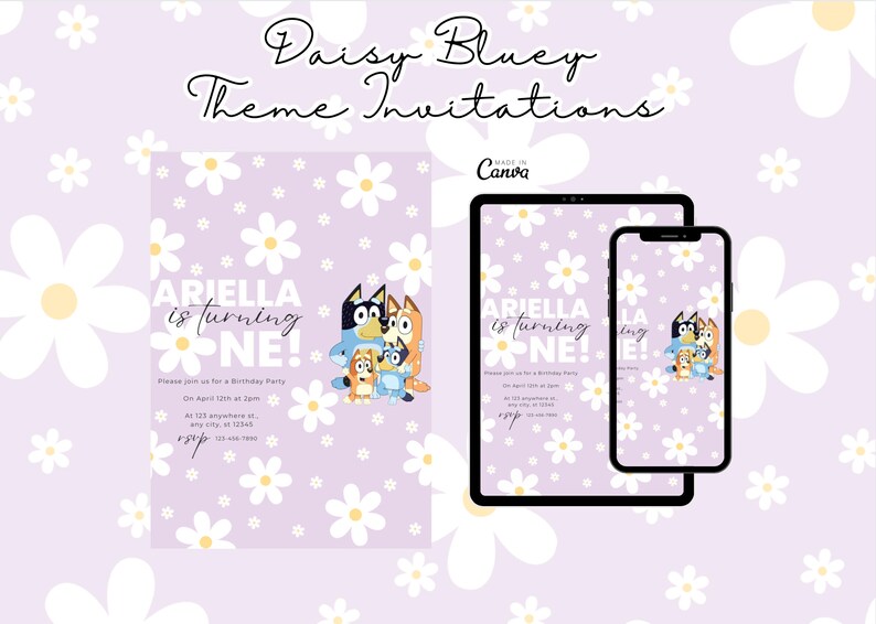 Bluey Digital Birthday Invitations Bluey Theme Girl - Etsy