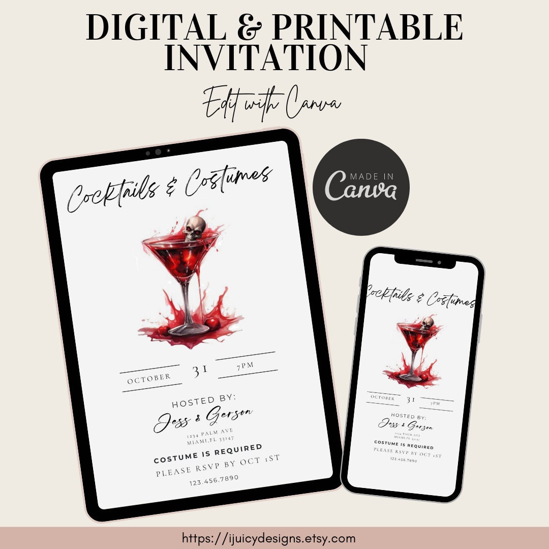 Costume and Cocktails | Digital Invitations | Halloween Party ...