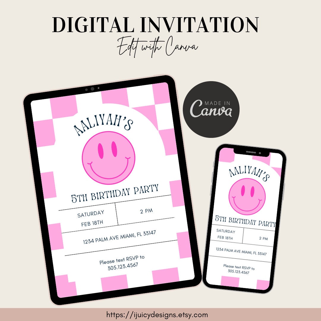 Digital Happy SMILE BIRTHDAY INVITATION | Birthday Party | Digital ...
