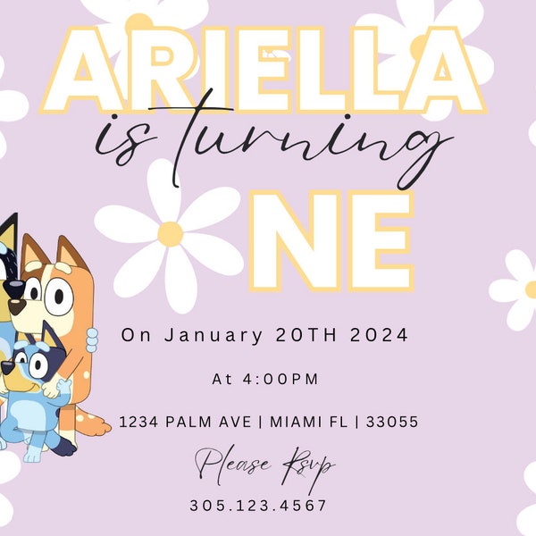 Bluey Daisy Birthday Invitation - Etsy