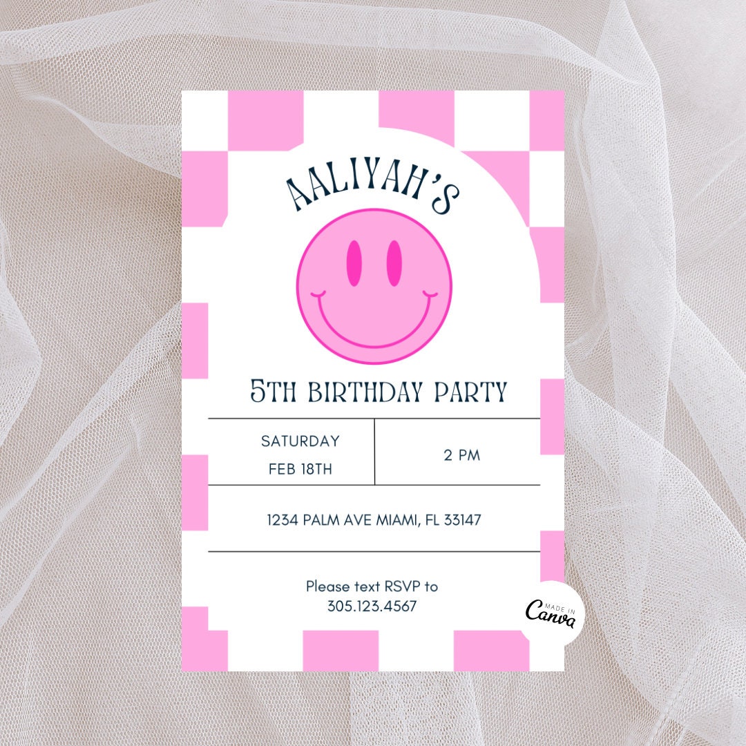 Digital Happy SMILE BIRTHDAY INVITATION | Birthday Party | Digital ...