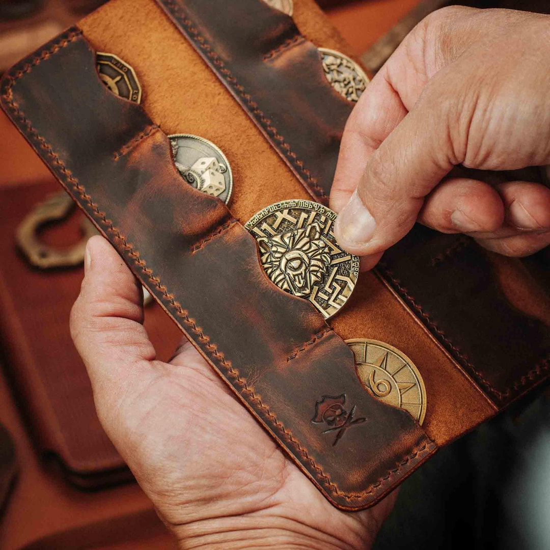 Leather Challenge Coin Pouch Peso Pouch 12, Challenge Coin Leather ...
